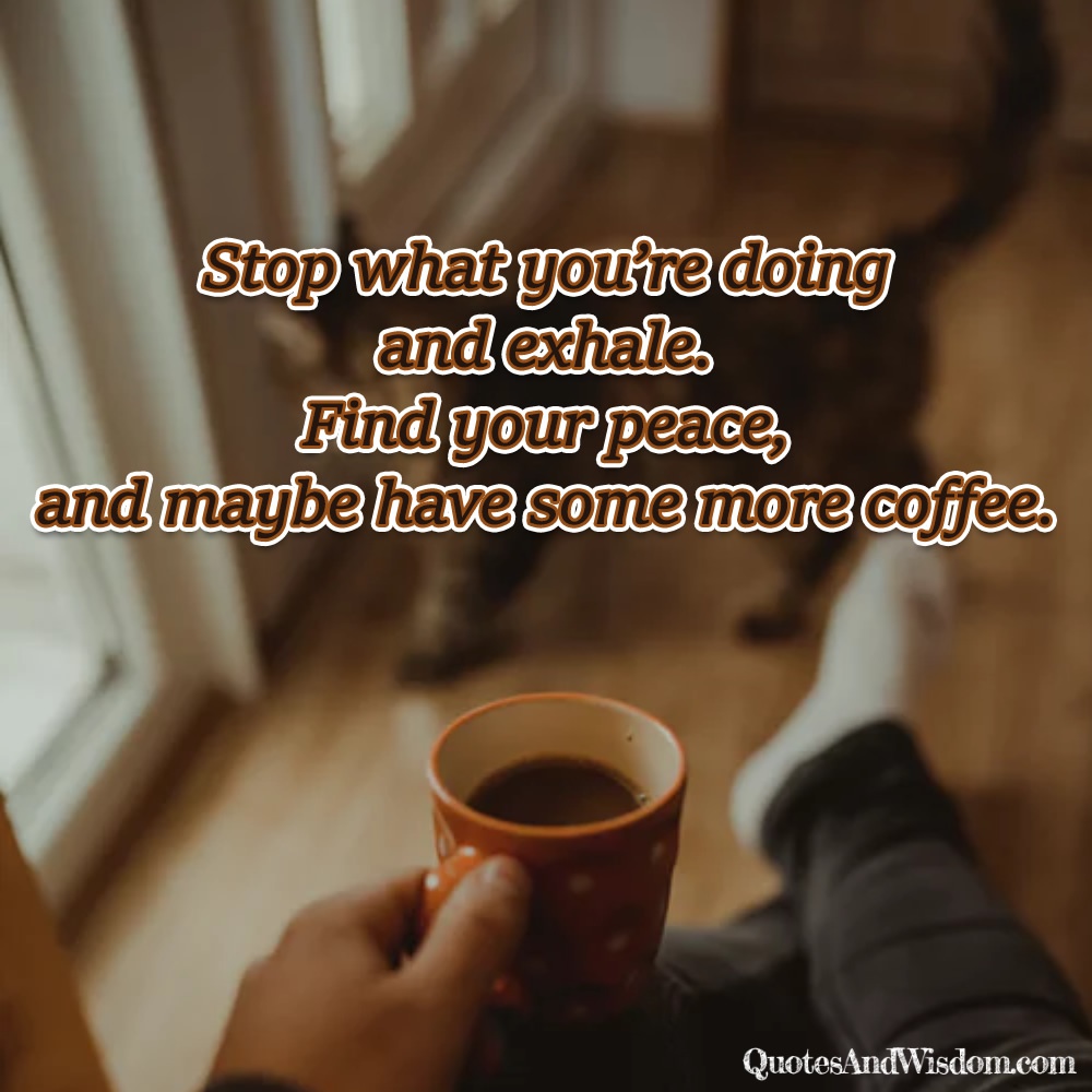 QuotesAndWisdom.com - Quote: Stop what you're doing and exhale