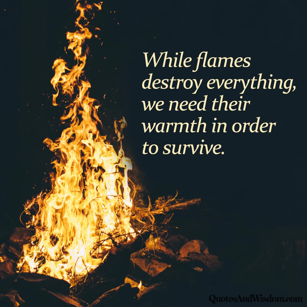 QuotesAndWisdom.com - Quote: While flames destroy everything, we need ...