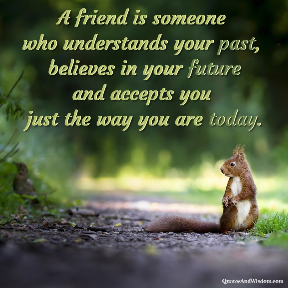 QuotesAndWisdom.com - Quote: A friend is someone who understands your past