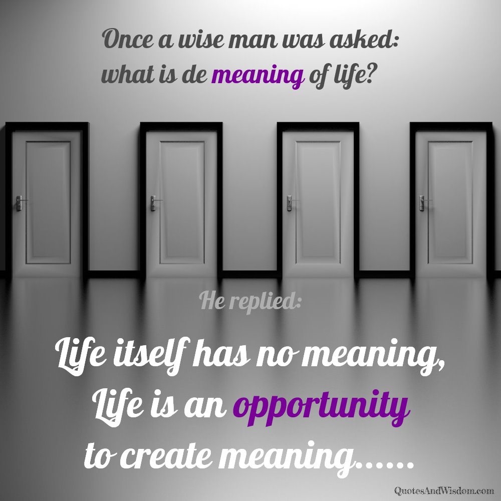 QuotesAndWisdom.com - Quote: Life is an opportunity to create meaning