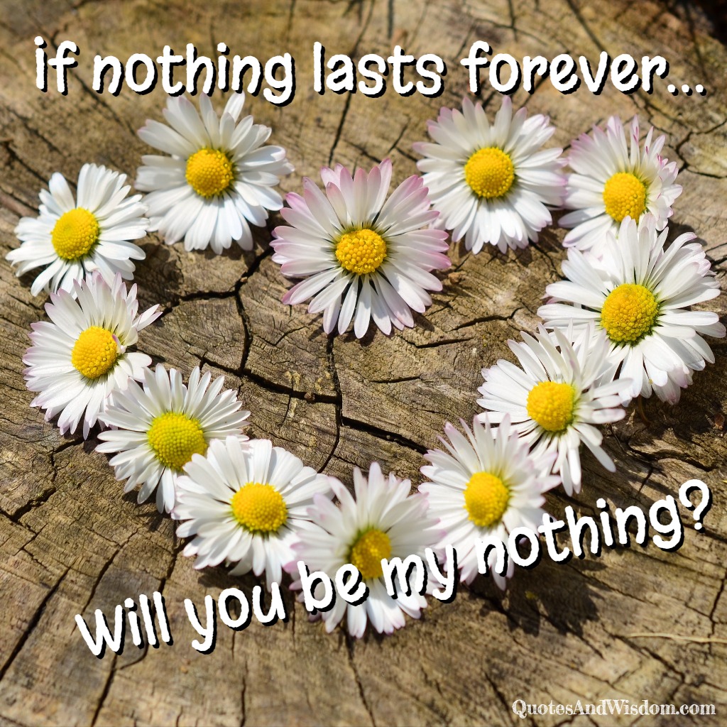 QuotesAndWisdom.com - Quote: If nothing lasts forever, will you be my ...
