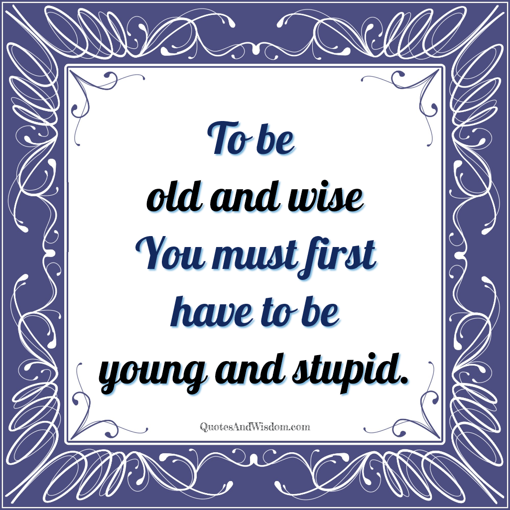 QuotesAndWisdom.com - Quote: To be old and wise, you must first have to ...